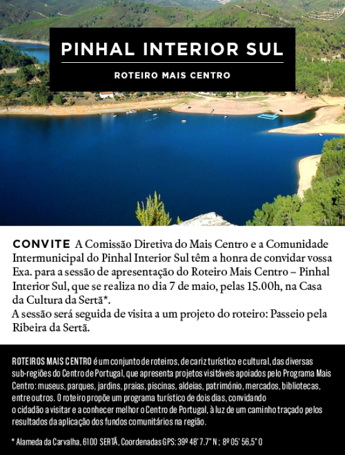 APRESENTAÇÃO DO ROTEIRO MAIS CENTRO – PINHAL INTERIOR SUL – ccdrc